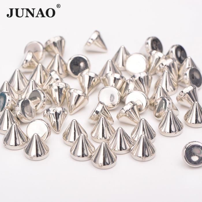 RIVET,Silver-8mm 500pcs--JUNAO Rivets Punk, couleur argent or, 8mm ...