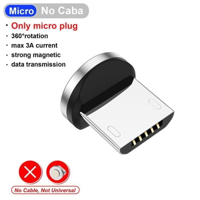 Plug For Micro-0.5M -câble Micro USB-type c 3A magnétique,charge rapide ...