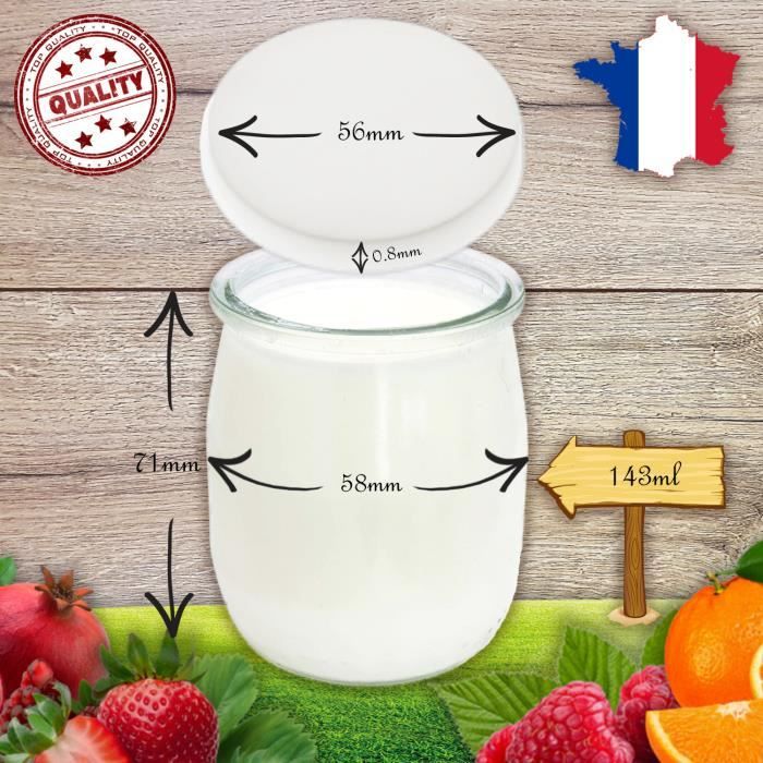 Lot 12 pot de yaourt en verre avec 12 couvercles en PP toutes marques ...