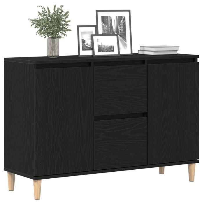 Moderne Buffet Commode Armoire de chambre - Noir Chêne 101x35x60 cm ...
