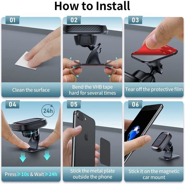 Support Telephone Voiture Magnetique, 360° Tableau De Bord, Universel ...