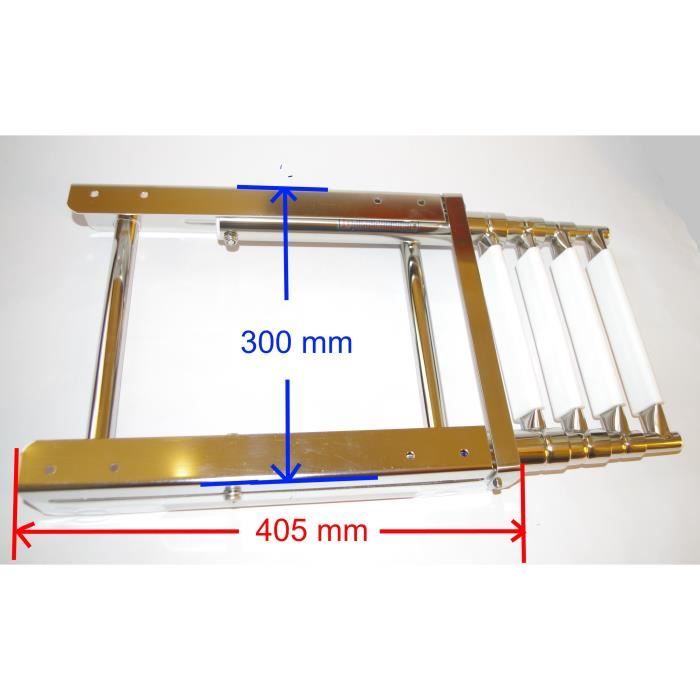 Echelle 4 marches escamotable avec glissière télescopique entièrement en inox poli miroir 316 ...