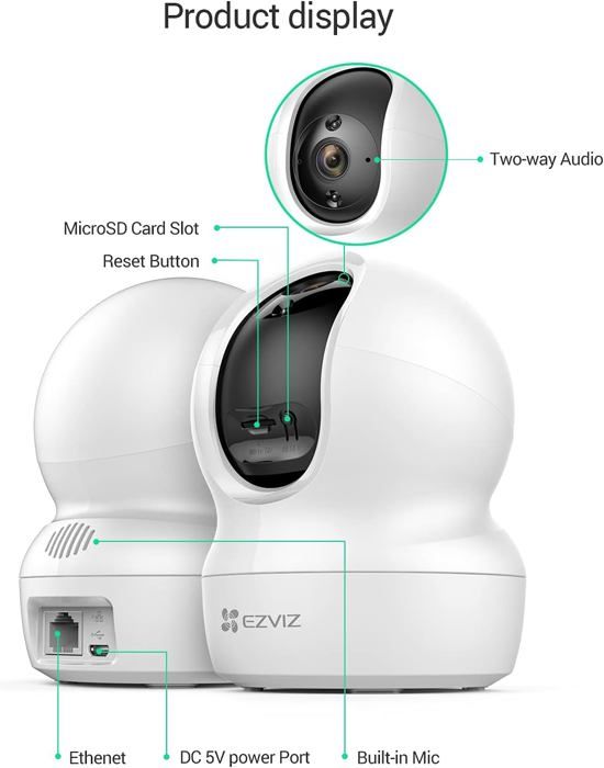 CP1 4MP Camra Surveillance WiFi Intrieure Camera Bb WiFi 24Ghz PanTilt ...