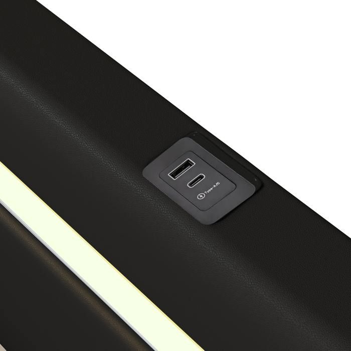 Lit LED 160x200 avec lecteur Bluetooth et chargeur USB Lit coffre en ...