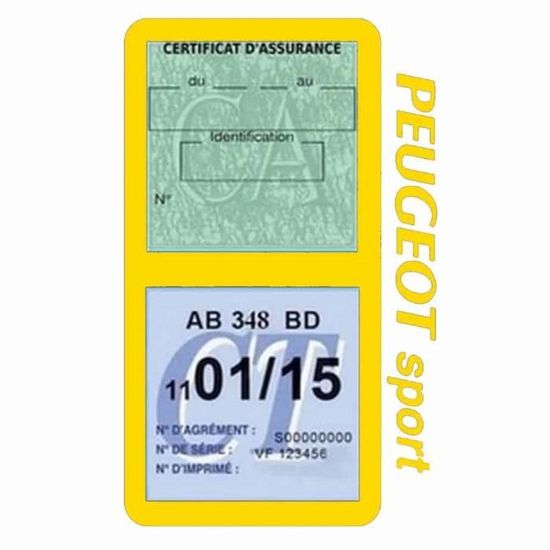 PEUGEOT SPORT VD45 JAUNE POCHETTE ETUI VIGNETTE ASSURANCE VOITURE ET ...
