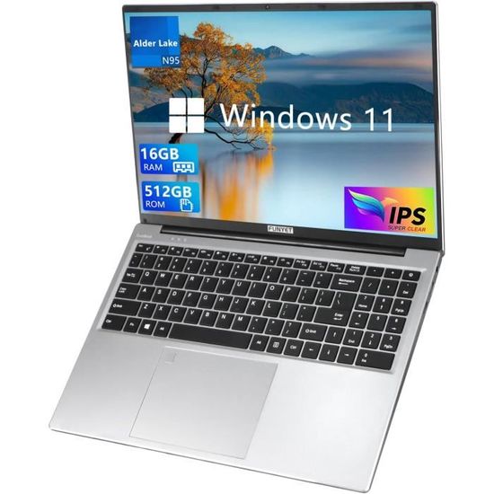 Ordinateur Portable, Windows 11 Pro N95, 16Gb Ram 512Gb Ssd Laptop 16 ...