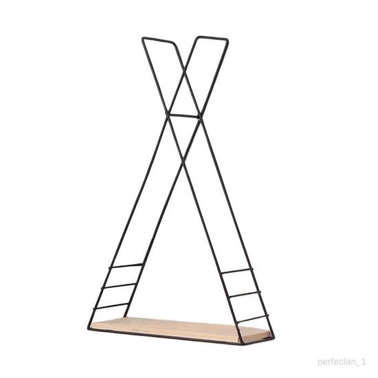 Étagère murale triangulaire SHIWAKI - Noir - Bois et métal - Salon ...