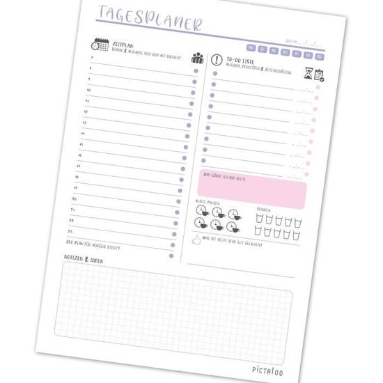 Agenda journalier avec 50 feuilles A4, avec calendrier, bloc-notes et ...