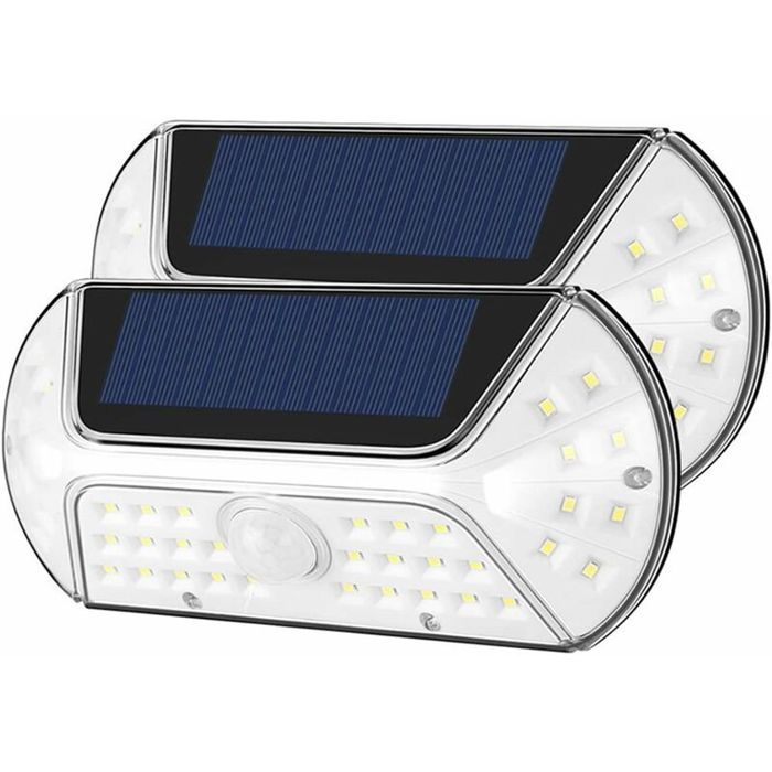 Lot de 2 lampes solaires dtecteur de mouvement IP65 tanches pour parc cour passage clture mur de ...