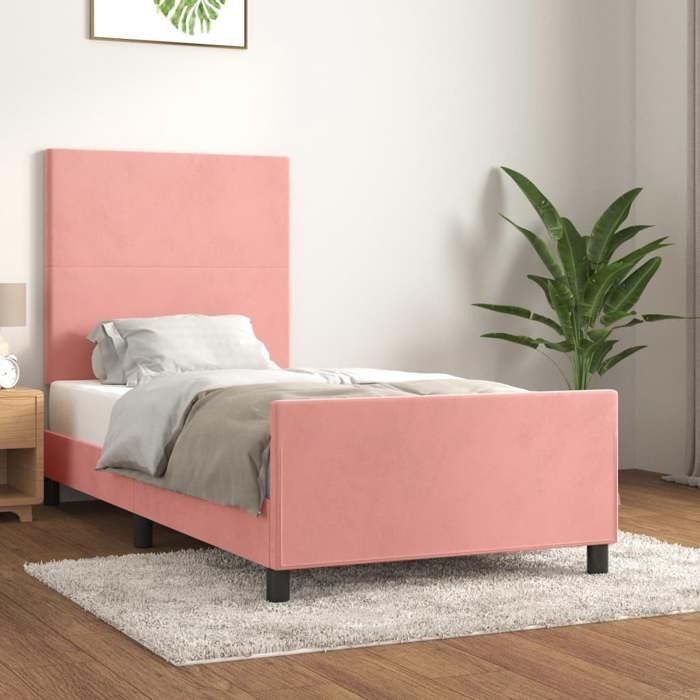 SWEETY Structure de lit - sans matelas - Lit adulte/enfant - rose 90x190 cm velours LL259 ...