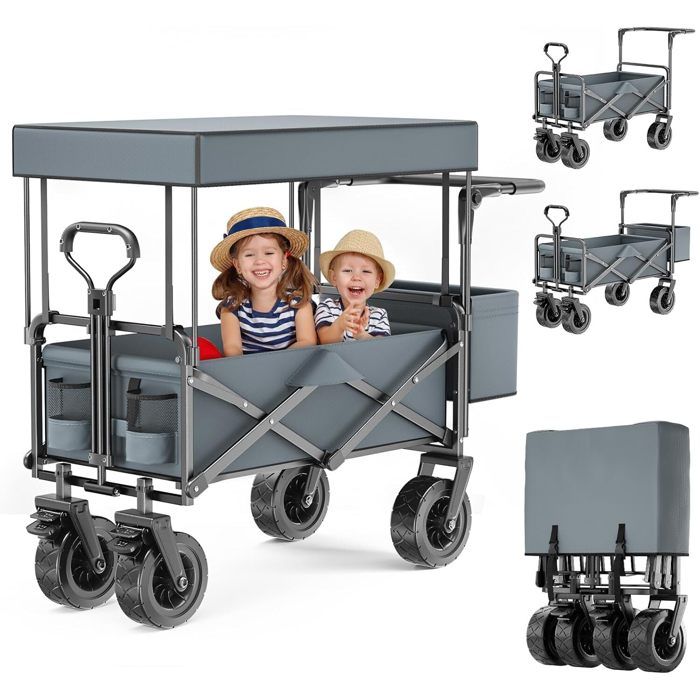 Poussette pliante,Charge maximale 100 kg,Tissu Oxford 600D,Toit inclus ...