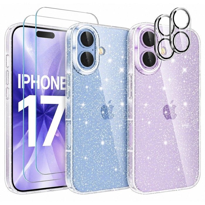 Coque de protection pailletée pour IPHONE 17 et 2 vitres verre trempé ...