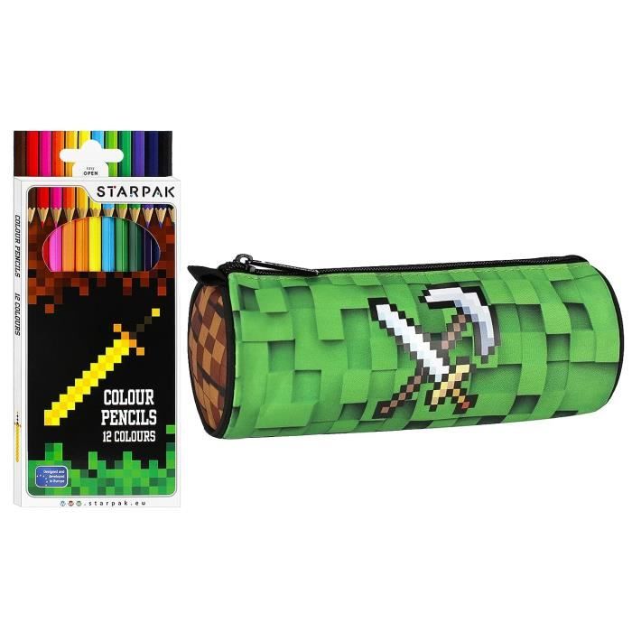 Pixel Game Set De Fournitures Scolaires Pour Garçon : Trousse À Crayons ...