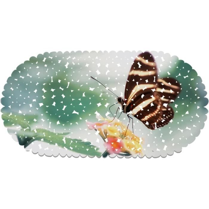 Tapis de Douche Antiderapant Papillon Vert 1 Tapis de Baignoire de Bain ...