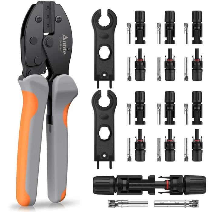 Pince à Sertir pour Câble de Panneau Solaire 2,5-4,0-6,0 mm², Kit d’Outil de Sertissage Solaire ...