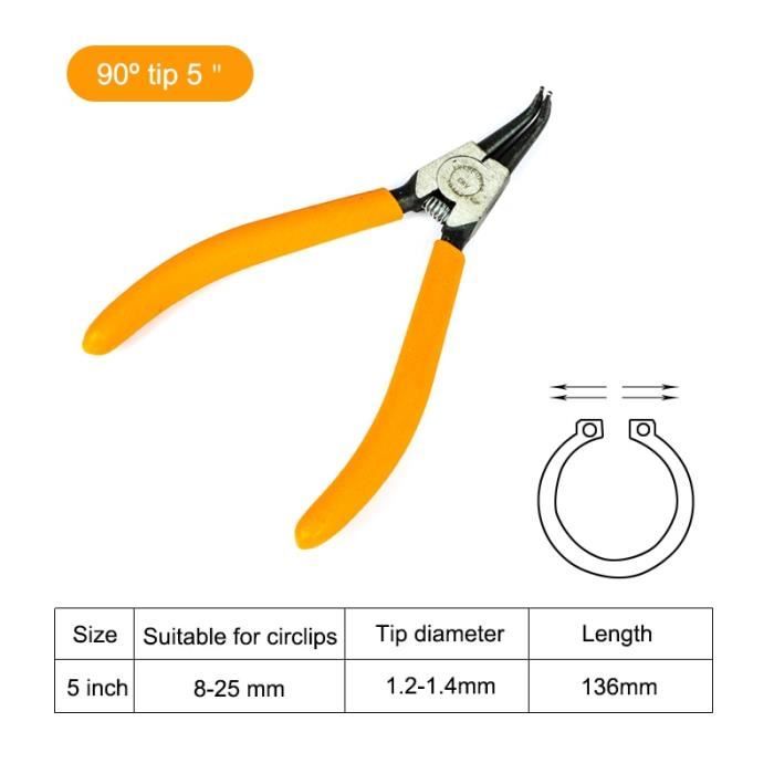 Serre joints,pince à Circlip interne et externe, 5 ou 7 pouces, anneau ...