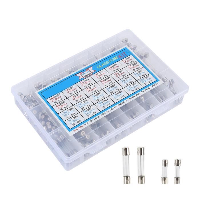 EJ.life Kit d'assortiment de fusibles Kit d'assortiment électronique 250V de fusibles de tube de ...
