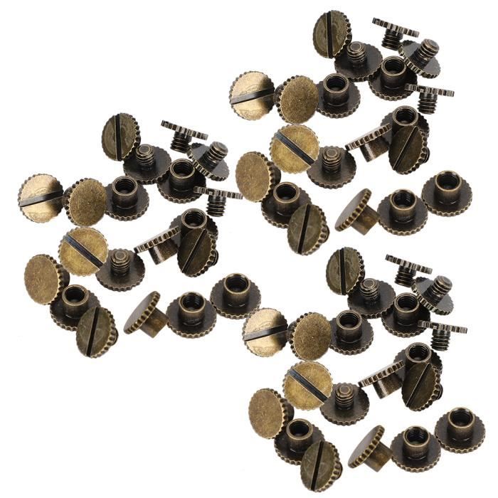 ESTINK Rivets de livre 30 Set Book Rivets Knurling Plat Laiton Cuir ...
