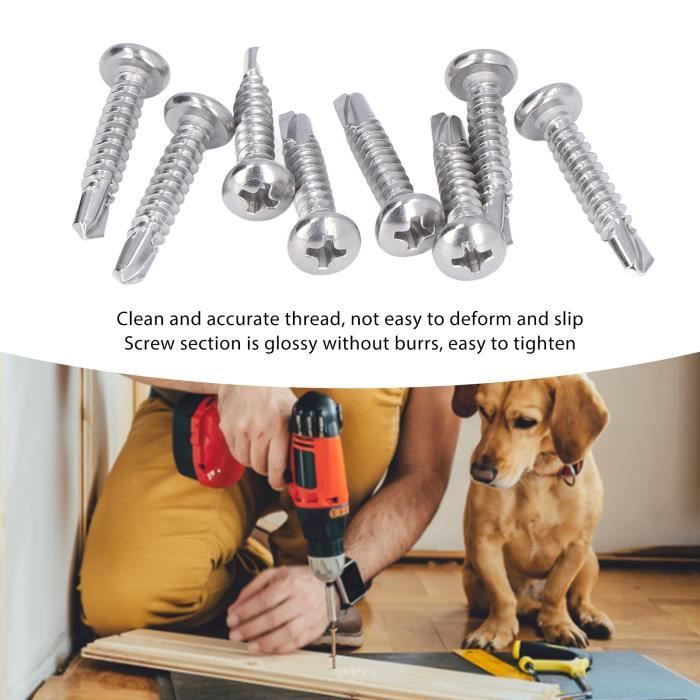 JIN-Vis perceuse à tête cruciforme M4.8x25 - 100 pcs vis autoperceuse 410 vis à tête cruciforme ...