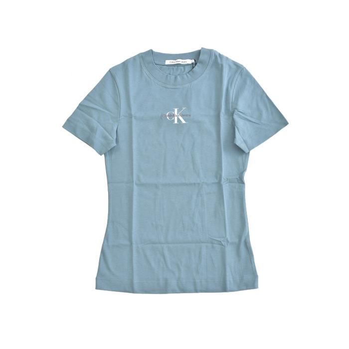 TShirt coton bio logo brodé - Calvin klein Bleu - Cdiscount Prêt-à-Porter
