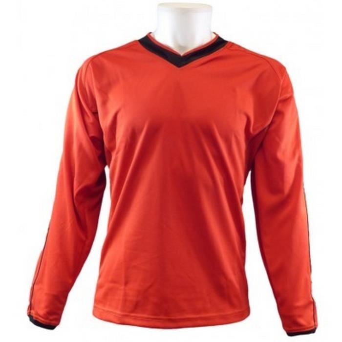 Maillot de foot - Carta Sport - Rouge et noir - Col V - Manches longues ...