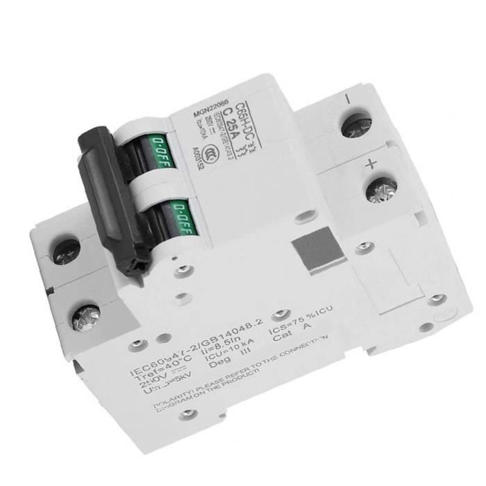 Disjoncteur miniature basse tension 2p dc 250v 25a disjoncteur de circuit de rail din mignon ...