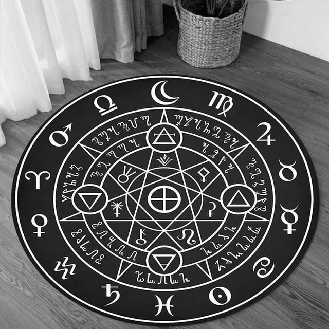 TAPIS,7-100cm x100cm--Symbole occulte Tapis Rond Personnalisé Tapis ...