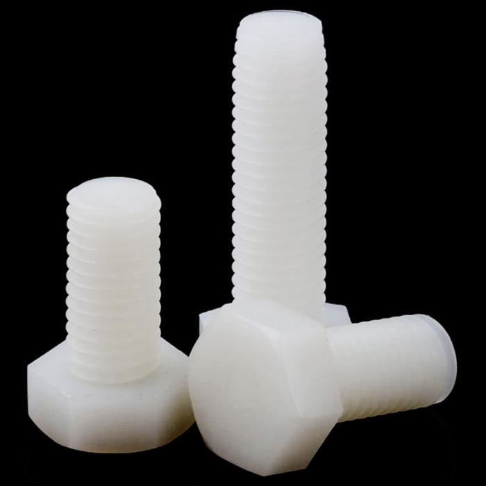 M8x15-50pcs -Vis hexagonale extérieure en Nylon M8 M10 M12, boulon hexagonal en plastique isolé ...