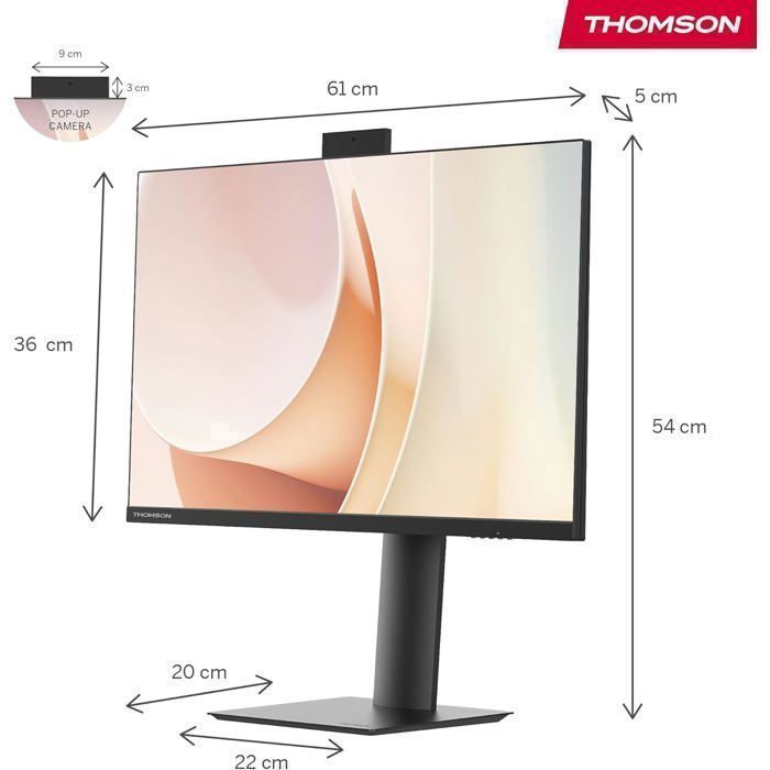 THOMSON 27 Pouces Business Moniteur Full HD avec caméra Pop-Up, IPS ...