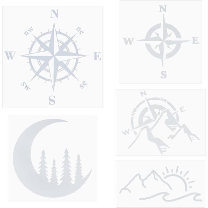 5 Feuilles 5 Styles Boussole Voiture Autocollants et Décalcomanies ...