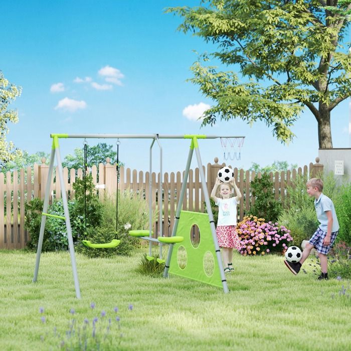 Portique balancoire enfant 4 en 1 - AIYAPLAY - sièges et face à face ...