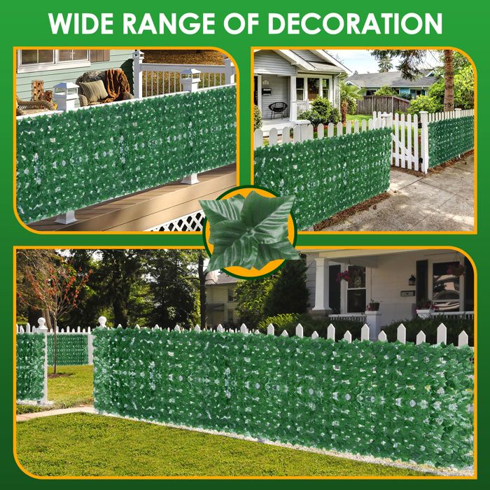 Haie artificielle lierre 3x1 m, Brise-vue avec serre-câbles pour balcon ...