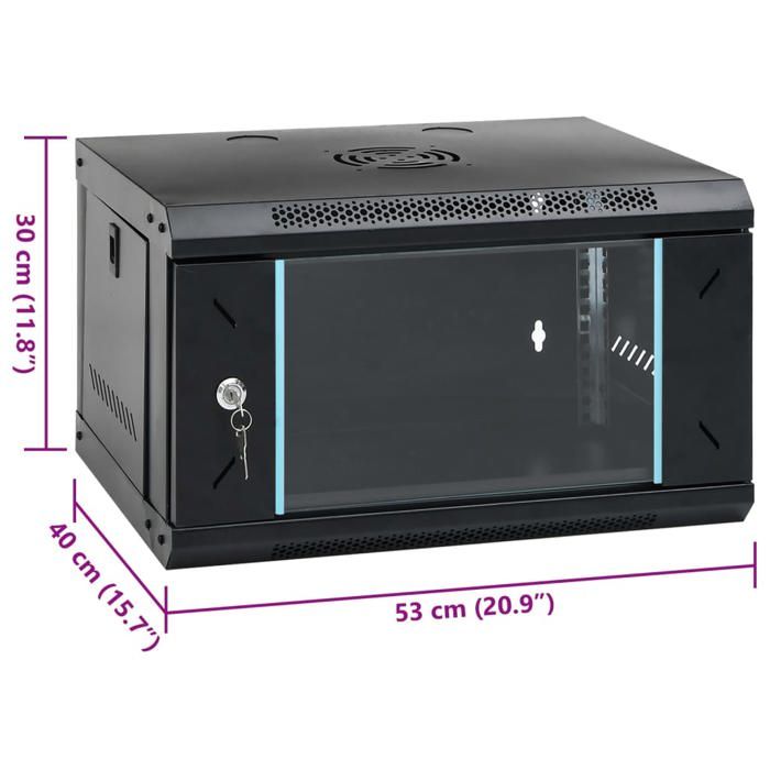 Bonne Coffret de réseau mural 6U 19" IP20 53x40x30 cm - YXM FR531161 ...