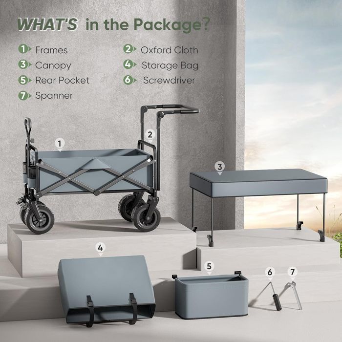 Poussette pliante,Charge maximale 100 kg,Tissu Oxford 600D,Toit inclus ...