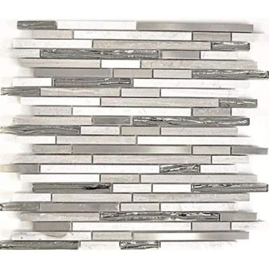 Pâte de Verre Pierre Naturelle Baguettes Inox Marbre Gris Blanc Gris ...