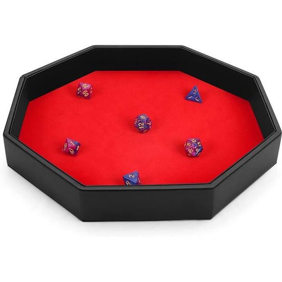 BELLE VOUS Piste de Dés Octogone en Simili Cuir Noir et Velours Rouge ...