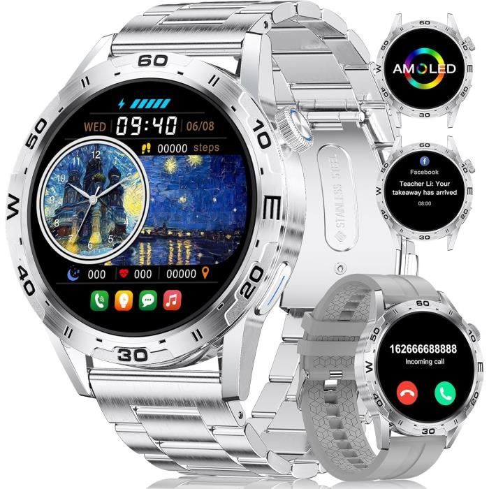Montre Homme Connectée Compatible Android iOS, Montre Intelligente avec ...