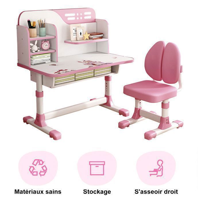 Ensemble Bureau pour Enfants avec Chaise , 1 Tiroir, Réglable en ...