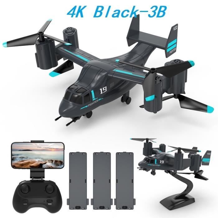 4K Noir-3B-Drone quadrirotor avec caméra grand angle HD 4K, GPS, moteur ...