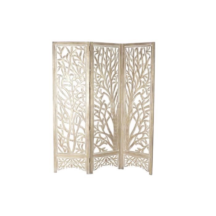 Paravent - Ethnique - Bois de manguier - Miroir - 153 x 2.5 x 182 cm - Naturel - Cdiscount Maison