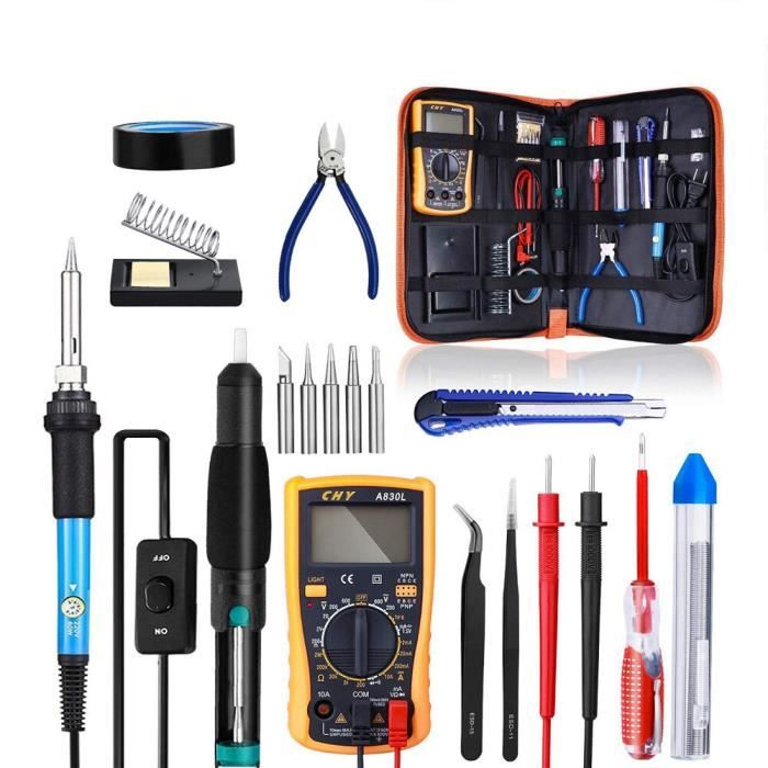 Poste a souder,Kit de fer à souder 60W 220V,outil de soudage,température réglable,ensemble de ...
