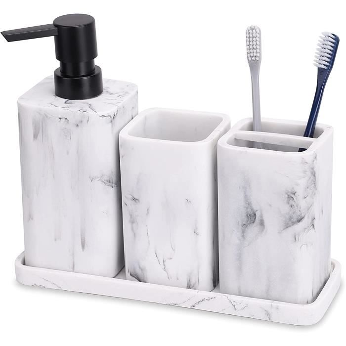 ZCCZ Ensemble daccessoires de salle de bain Marbre blanc.[6166 ...