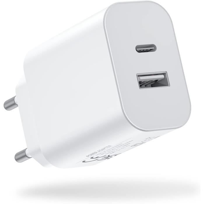 Prise Chargeur Usb C 20W Secteur Pour Apple Iphone 15 14 13 12 11 X ...