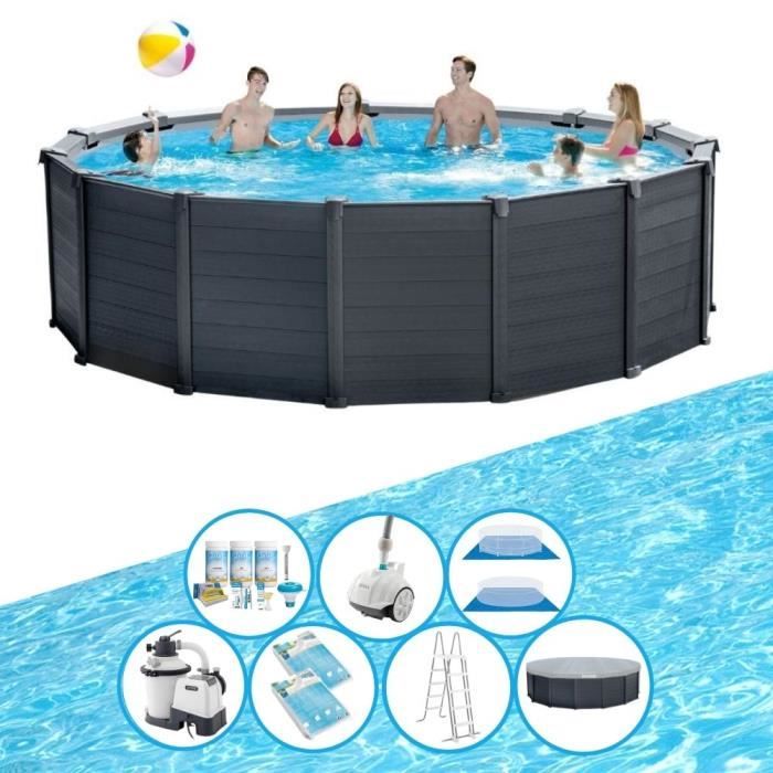 Intex Piscine Graphite Grey Panel - Avec des accessoires - 478x124 cm ...