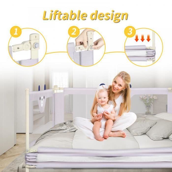 PEACHES Barriere De Lit Bebe 200*100*26cm Barrière de sécurité pour le ...