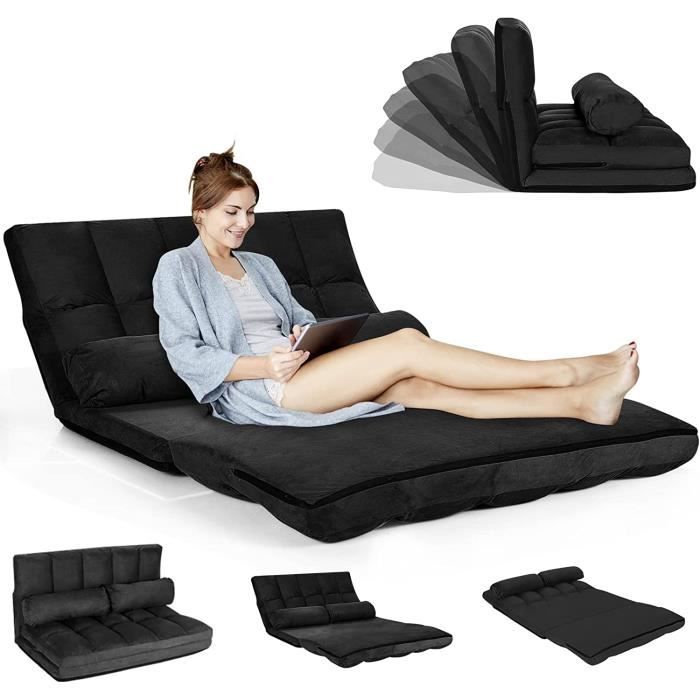 RELAX4LIFE Chauffeuse 2 Personnes Pliable en Daim, Dossier Réglable en ...