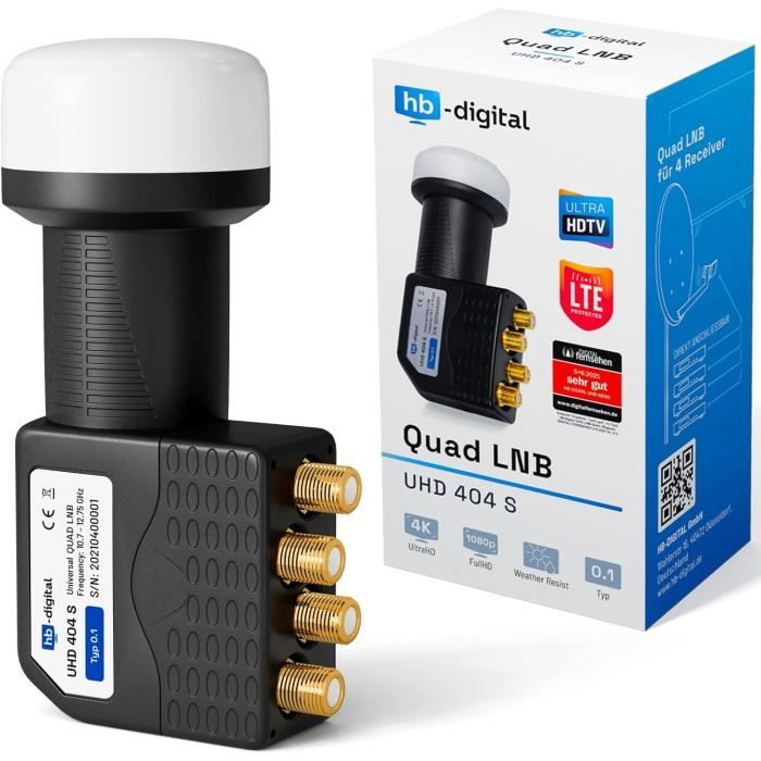Universal Quad Lnb Noir - Uhd 4K Full Hd Dvb-S-S2 - Facteur De Bruit De 0,1 Db - Pour Quatre ...