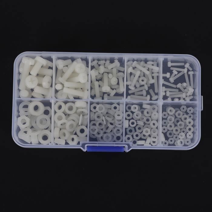 SURENHAP vis en nylon 270 pièces/boîte M2/M2.5/M3/M4/M5 Nylon vis écrou rondelle Assortiment Jeu ...