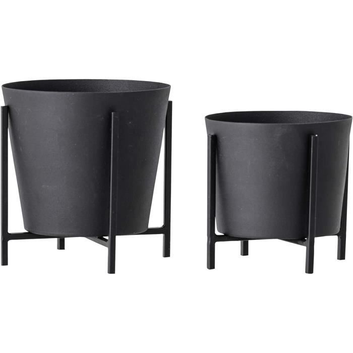 Pots de fleurs en fer noir - TRAHOO - Lot de 2 - Diamètre 11 / 12,5 cm ...