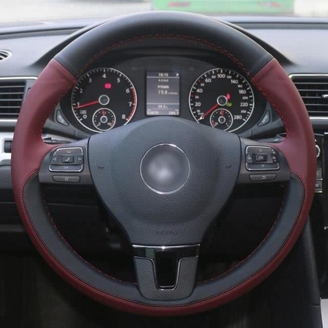 COUVRE-VOLANT,Style 2--Housse de volant de voiture en cuir véritable ...